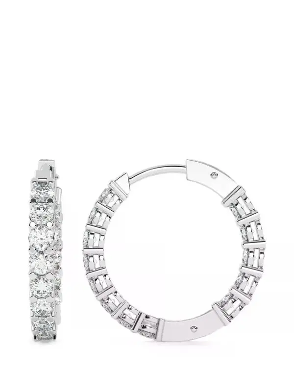 Diamond Essentials 14k White Gold Diamond Hoop Earrings - Silver