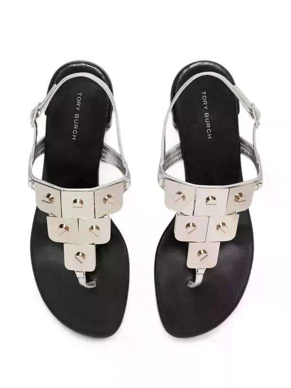 Tory Burch Embellished Slingback Block Heel Sandals