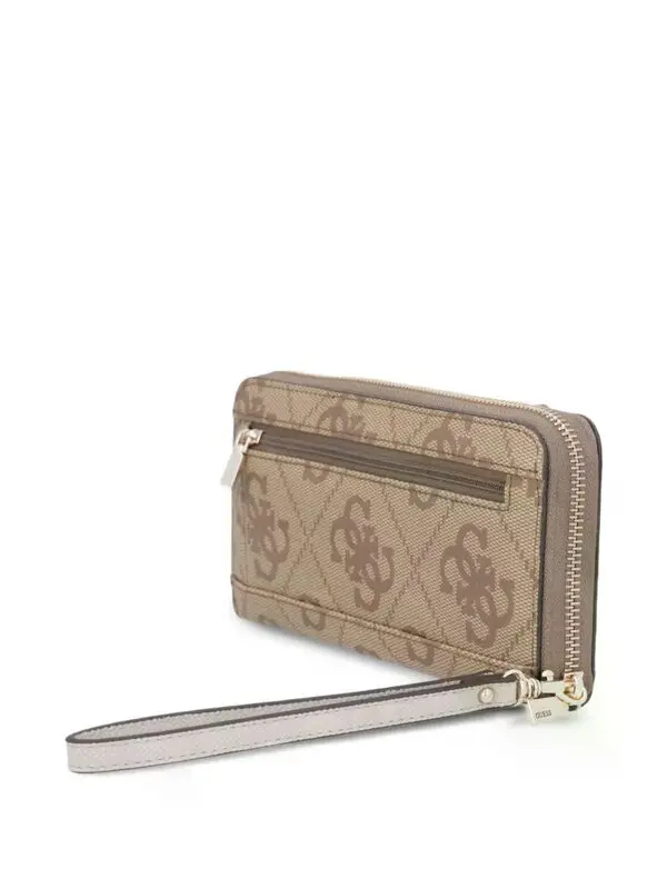 Guess Logo-print Zip-up Wallet - Brown