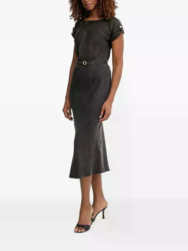 Guess Belted Cap-sleeve Midi Dress - Black