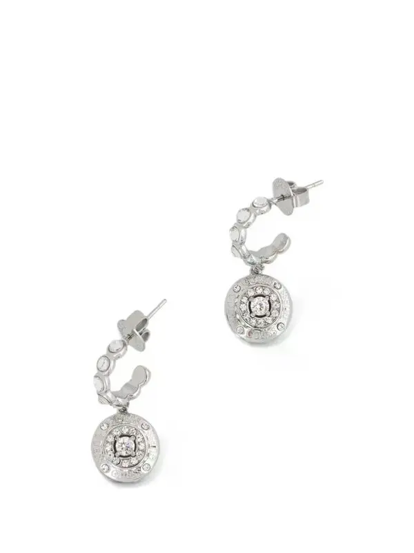 Guess Crystal-embellished Logo-engraved Drop Earrings
