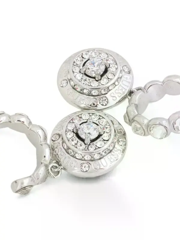 Guess Crystal-embellished Logo-engraved Drop Earrings