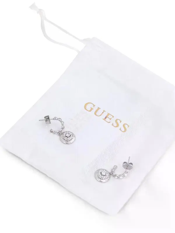 Guess Crystal-embellished Logo-engraved Drop Earrings