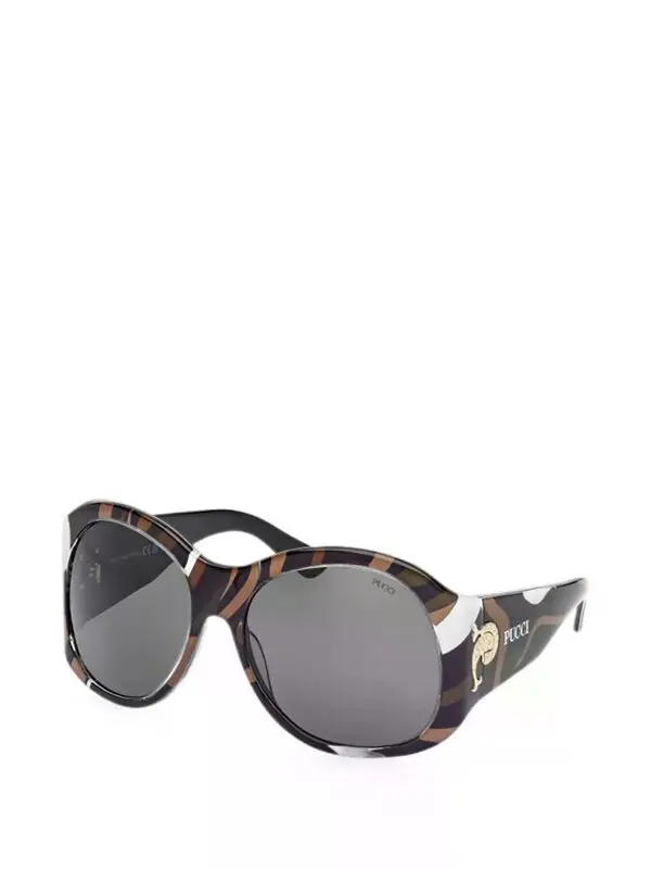 Emilio Pucci Marmo-print Round-frame Sunglasses