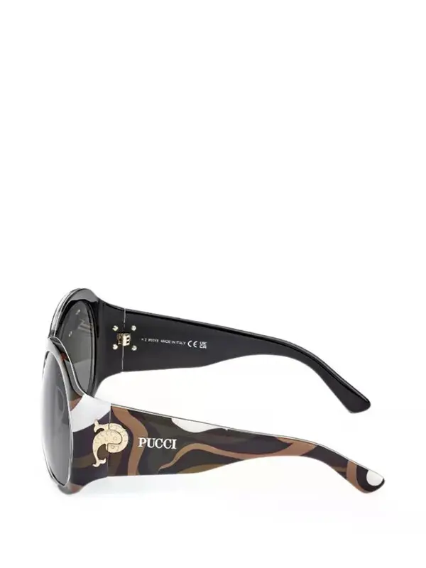 Emilio Pucci Marmo-print Round-frame Sunglasses