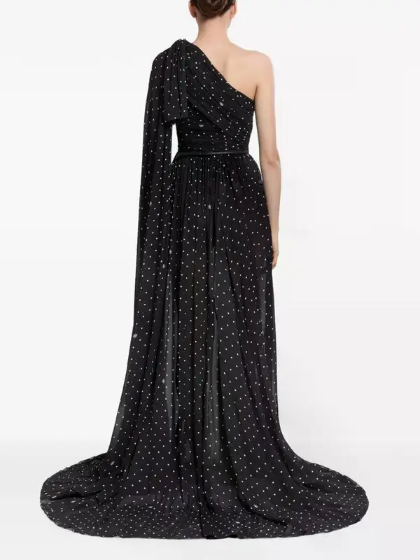 Elie Saab One-shoulder Polka-dot Maxi Dress