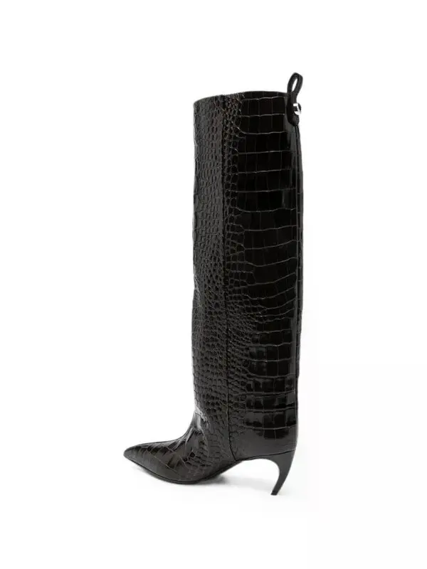 Attico Lea Croc-effect Leather Knee-high Boots