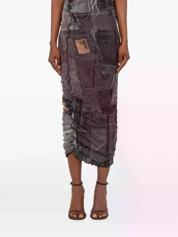 Moschino Printed Mesh Midi Skirt