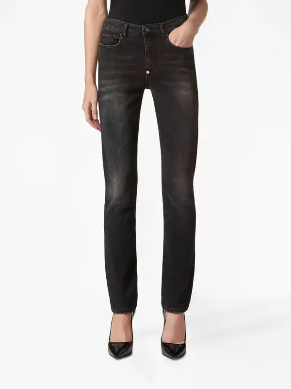 Philipp Plein Mid-rise Straight-leg Faded Jeans