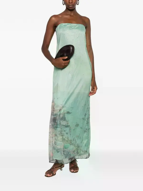Staud Amara Strapless Maxi Dress - Green