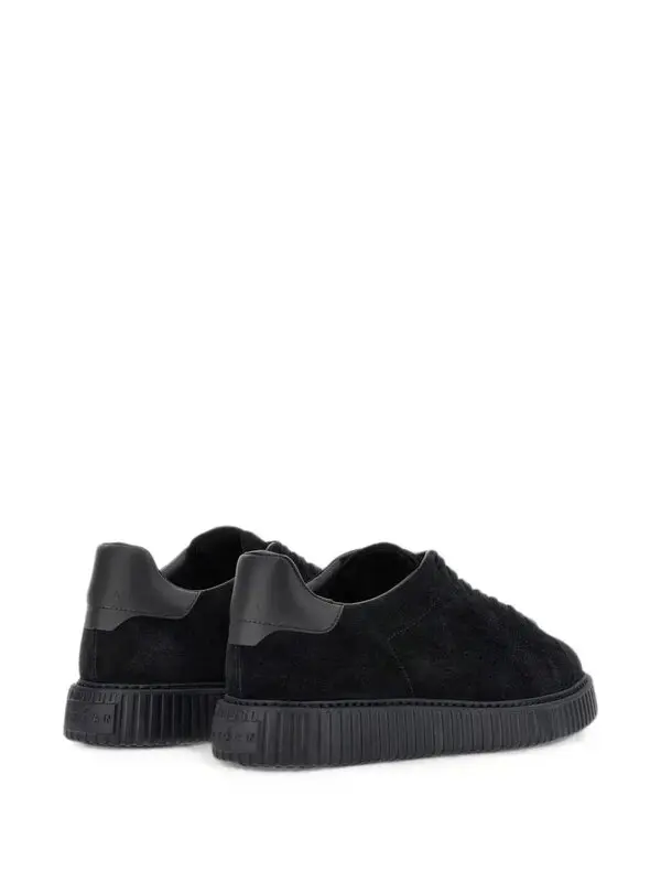 Hogan H-stripes Perforated Suede Lace-up Sneakers - Black
