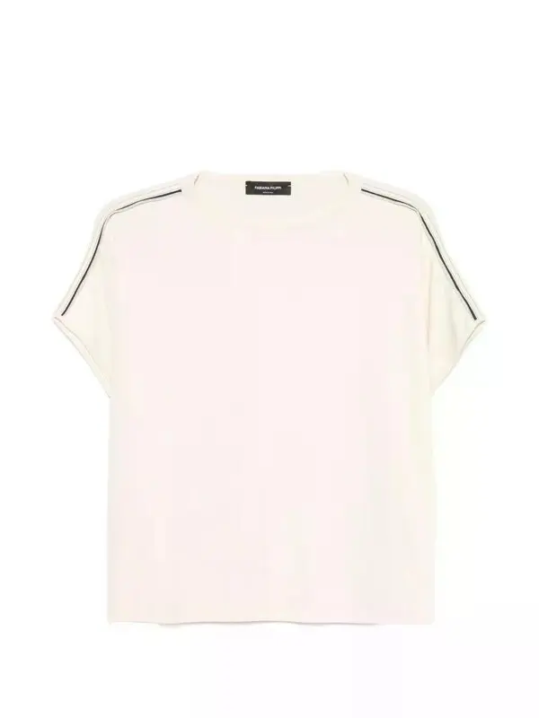 Fabiana Filippi Side Stripe Short Sleeve T-shirt - Neutrals