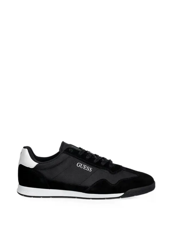 Guess Panelled Logo Print Lace-up Sneakers - Black