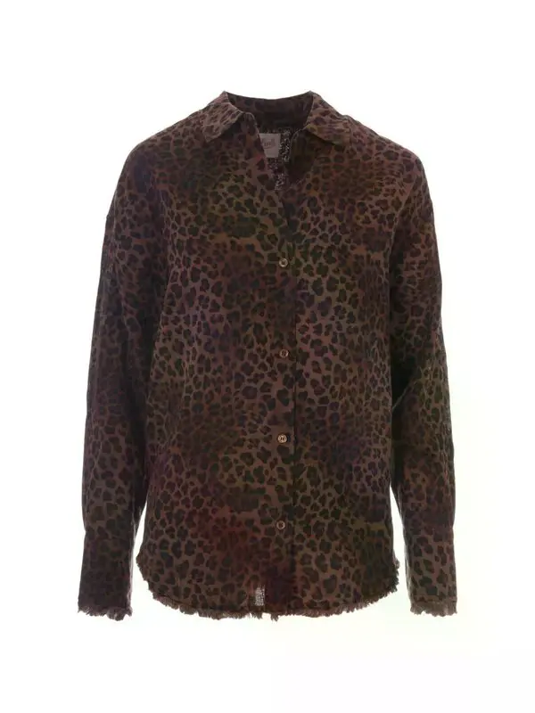MC2 SAINT BARTH Cristal Leopard Print Fringed Shirt - Brown