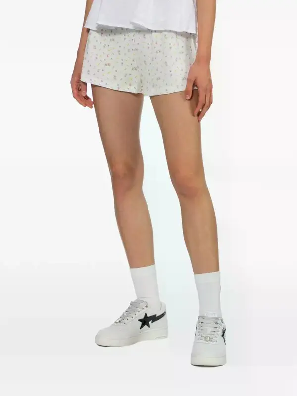 AAPE BY *A BATHING APE Floral-print Pointelle-knit Shorts - White