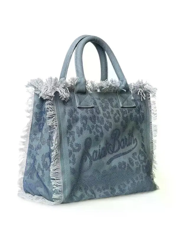 MC2 SAINT BARTH Leopard Print Fringed Tote - Blue