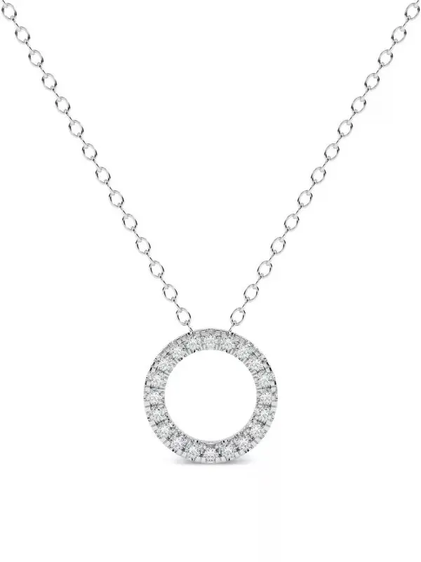 DIAMOND ESSENTIALS 14kt White Gold Pavé-set Diamond Circle Pendant Necklace - Silver