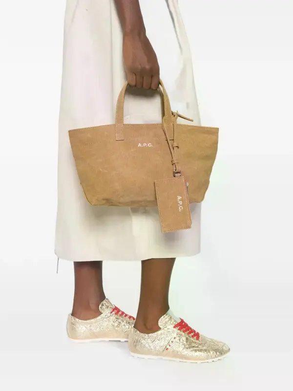 A.p.c. Canvas Tote Bag With Logo Embroidery - Neutrals