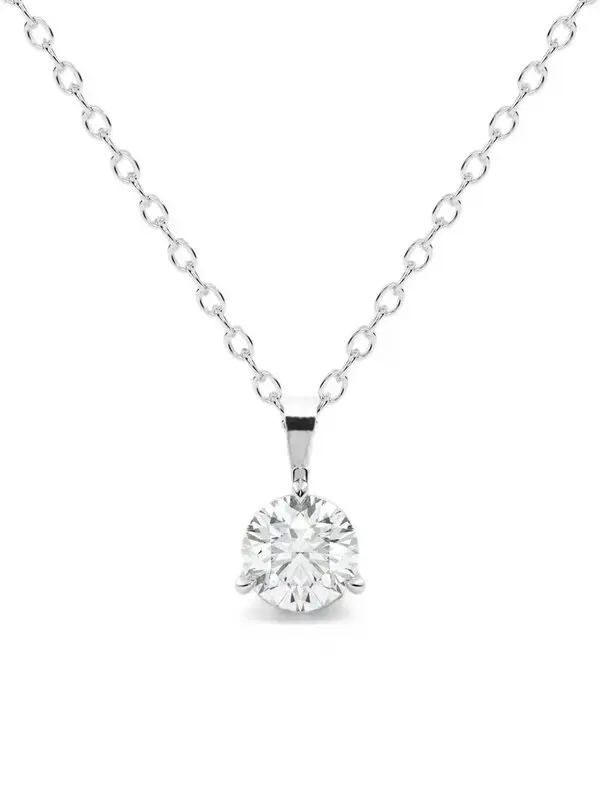 Diamond Essentials Laboratory-grown Diamond Solitaire Necklace In 14k White Gold - Silver