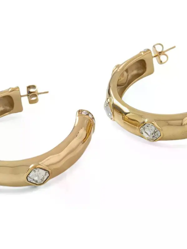Guess Mamounia Crystal-embellished Hammered Hoop Earrings - Gold