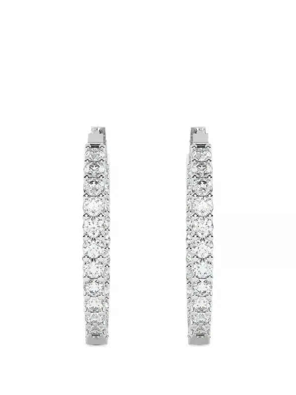 Diamond Essentials 14k White Gold Diamond Hoop Earrings - Silver
