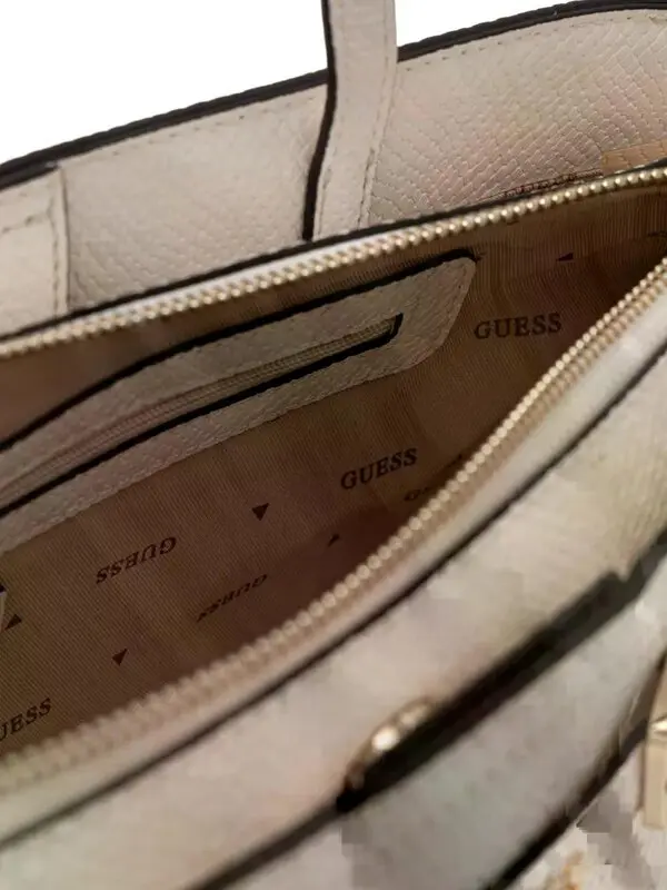 Guess Tote Bag With Buckle Detail And Logo Charms - Neutrals