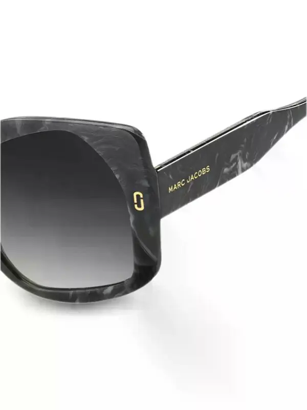 Marc Jacobs Marble-effect Geometric-frame Sunglasses - Grey