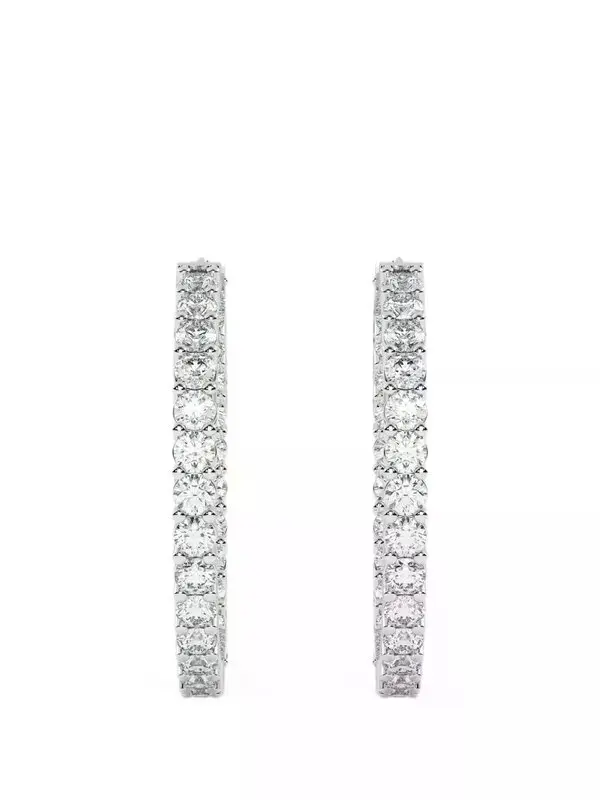 Diamond Essentials 7 Carat Diamond Hoop Earrings In 14k White Gold - Silver