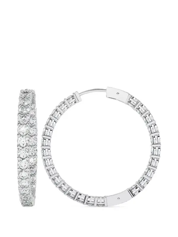 Diamond Essentials 7 Carat Diamond Hoop Earrings In 14k White Gold