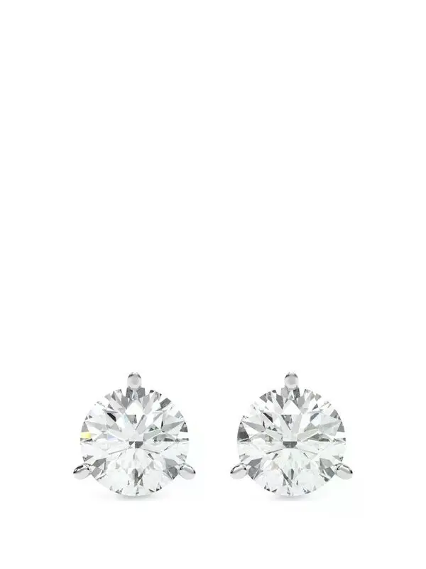 Diamond Essentials 14k White Gold Round-cut Lab Grown Diamond Solitaire Stud Earrings - Silver