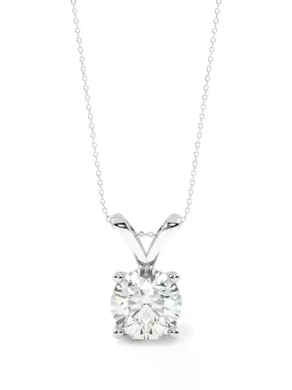 Diamond Essentials 14k White Gold Solitaire Pendant Necklace - Silver