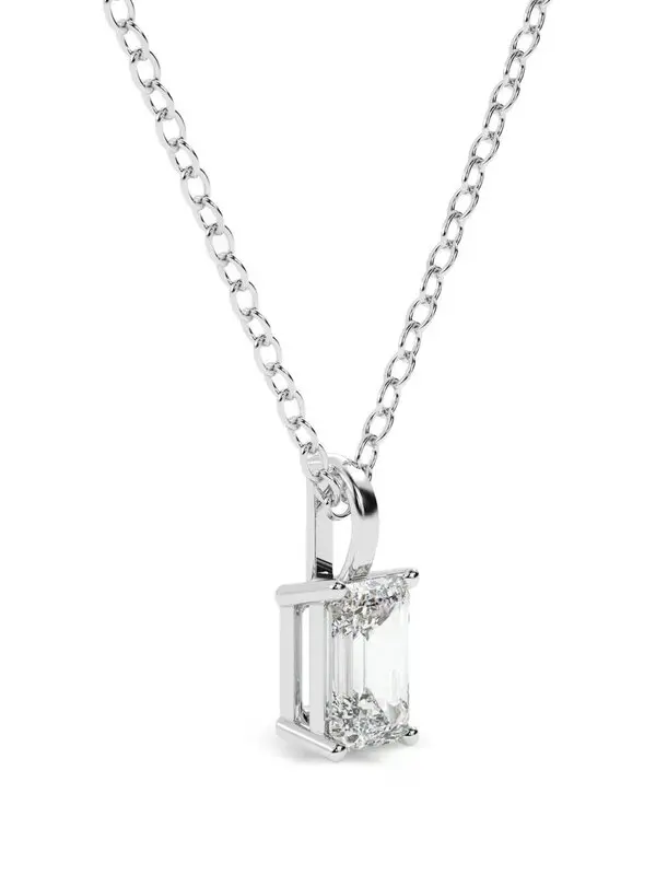 DIAMOND ESSENTIALS Emerald Cut Diamond Pendant Necklace With Chain-link