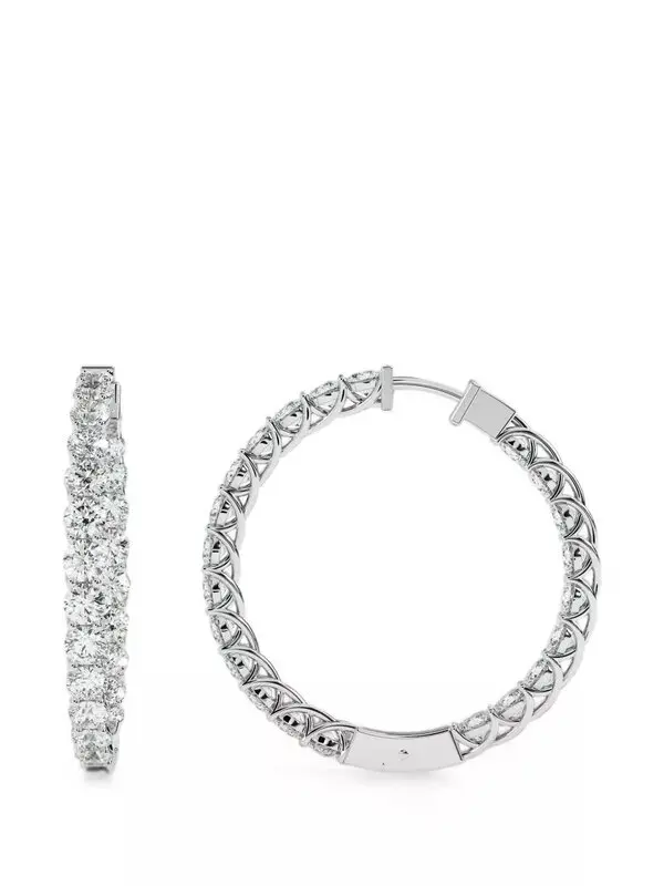 Diamond Essentials 14k White Gold Lab-grown Diamond Hoop Earrings - Silver