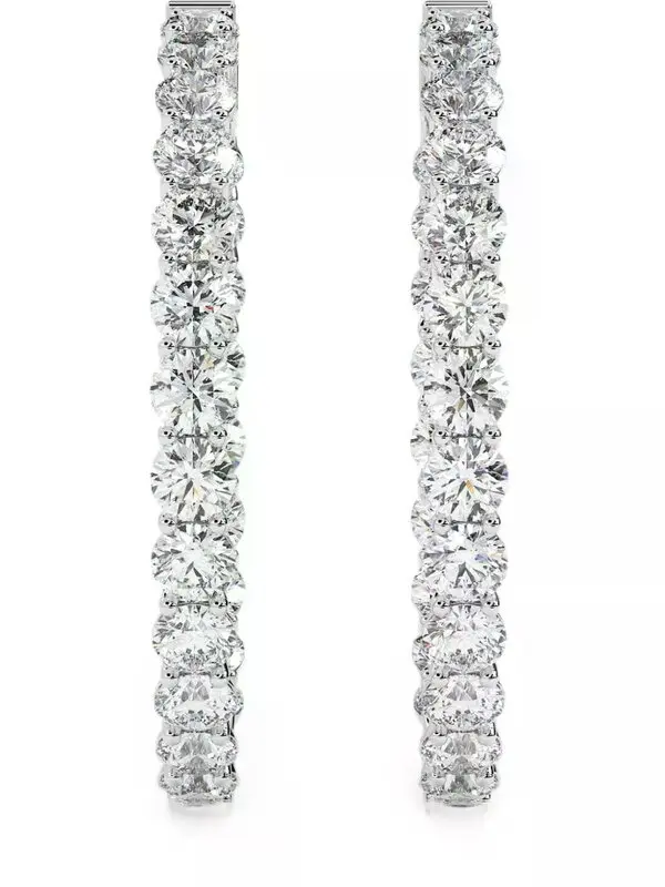 Diamond Essentials 14k White Gold Lab-grown Diamond Hoop Earrings