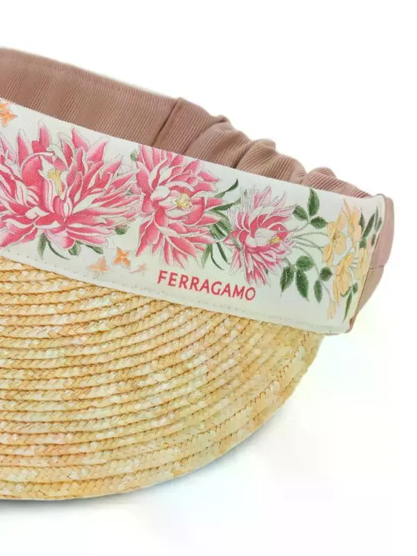FERRAGAMO Spring-print Straw Visor