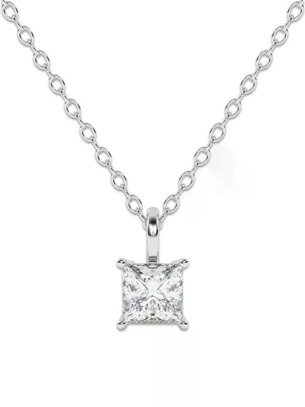 DIAMOND ESSENTIALS 1.0 Carat Princess-cut Diamond Necklace In 14k White Gold