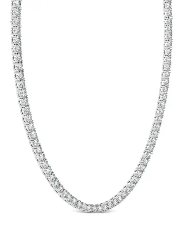 DIAMOND ESSENTIALS 7.0 Carat Round-cut Laboratory-grown Diamond Tennis Necklace In 14k White Gold