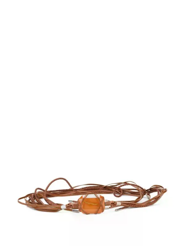 Alberta Ferretti Fringed Stone-embellished Belt - Brown