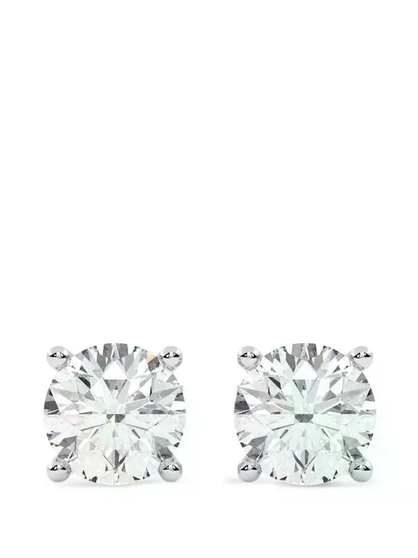 Diamond Essentials Diamond Solitaire Princess Cut Stud Earrings - Silver