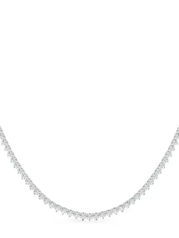 Diamond Essentials 10 Carat Round-cut Diamond Tennis Necklace In 14k White Gold