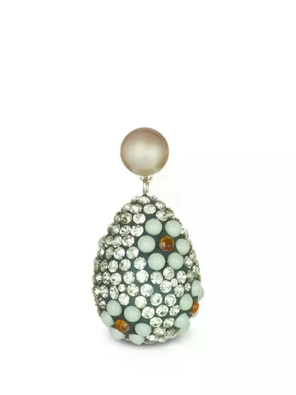 Tory Burch Crystal And Faux Pearl Drop Earrings - Green