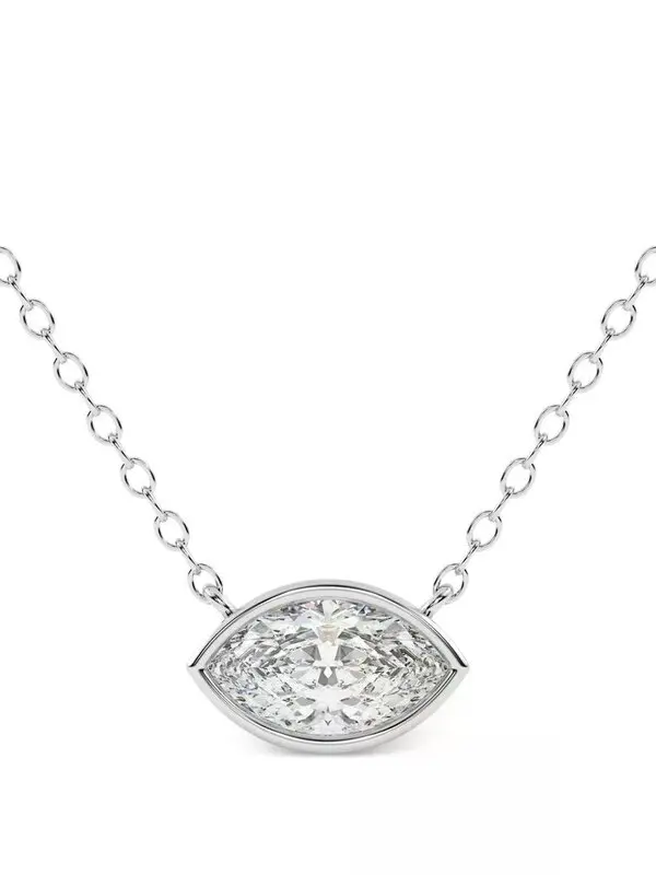 DIAMOND ESSENTIALS 14k White Gold Marquise-cut Diamond Solitaire Pendant Necklace