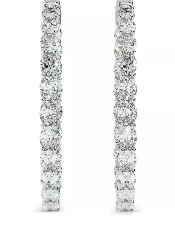 Diamond Essentials Diamond Hoop Earrings In 14k White Gold - Silver