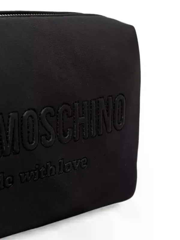 Moschino Logo Embossed Grained Texture Make-up Bag