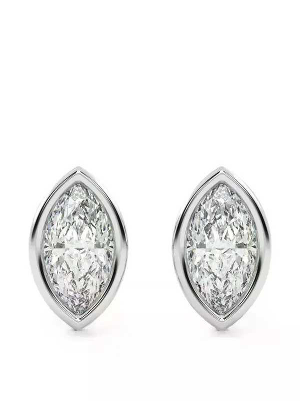 Diamond Essentials Marquise-cut Laboratory-grown Diamond Stud Earrings In 14k White Gold - Silver