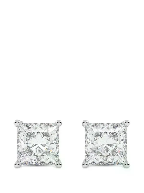 Diamond Essentials 14kt White Gold Princess-cut Diamond Stud Earrings - Silver