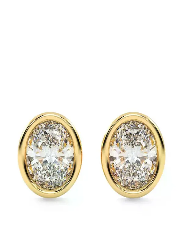 Diamond Essentials Oval-cut Diamond Solitaire Earrings In 14k Yellow