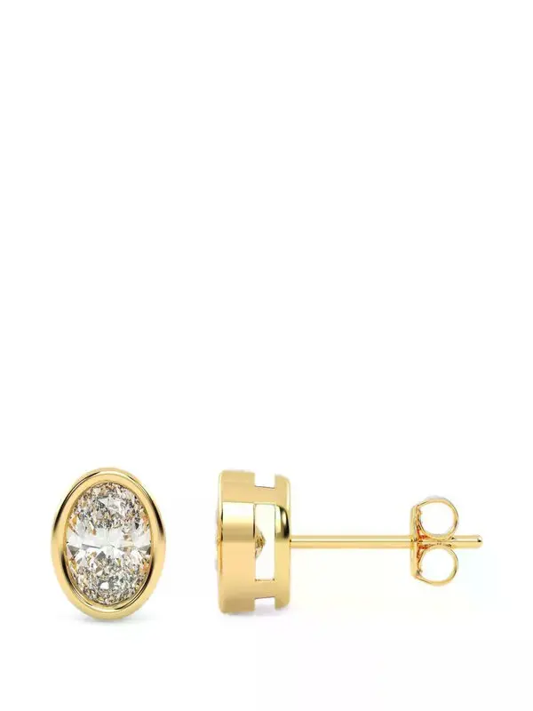 Diamond Essentials Oval-cut Diamond Solitaire Earrings In 14k Yellow