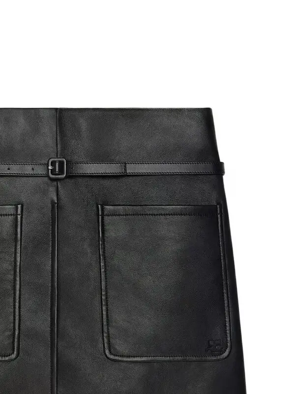 COURREGES Leather Belted Mini Skirt