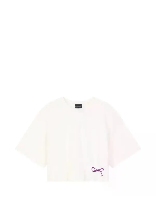 Emporio Armani Cotton T-shirt With Bow Detail - White